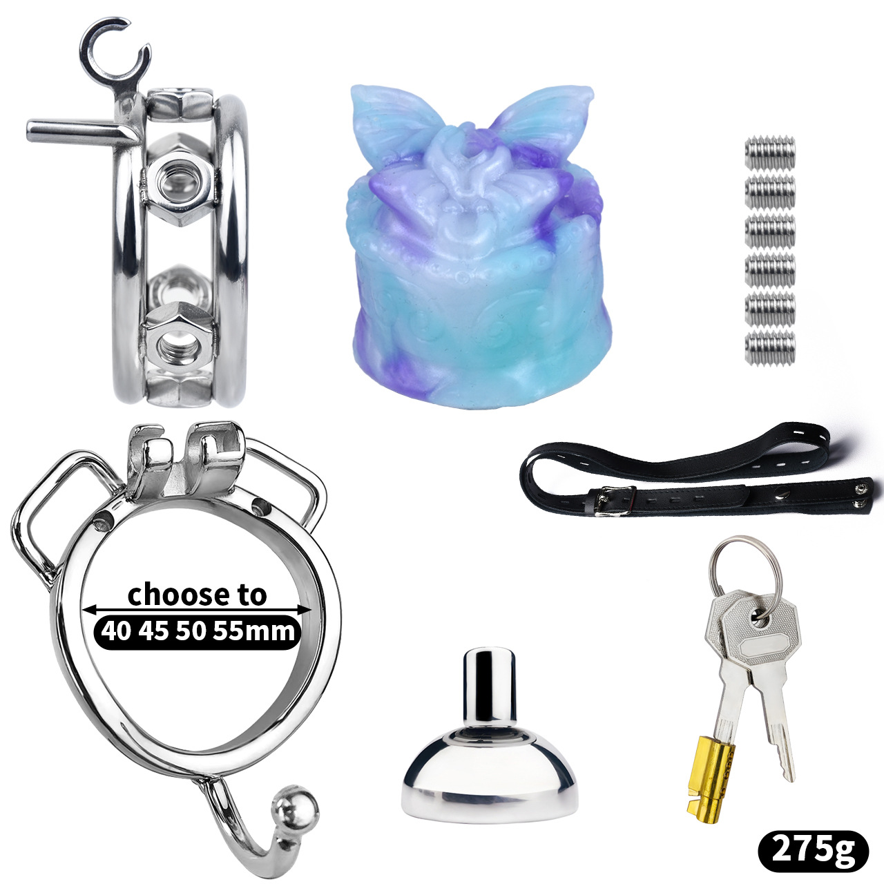 FRRK-412新款男用伪娘穿戴阴茎贞操锁彩色蝴蝶仿阴负数贞洁锁套装-阿里巴巴