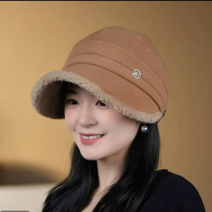 秋冬季保暖渔夫帽女冬赫本风加绒挂口罩显脸小百搭毛绒大头围盆帽-阿里巴巴