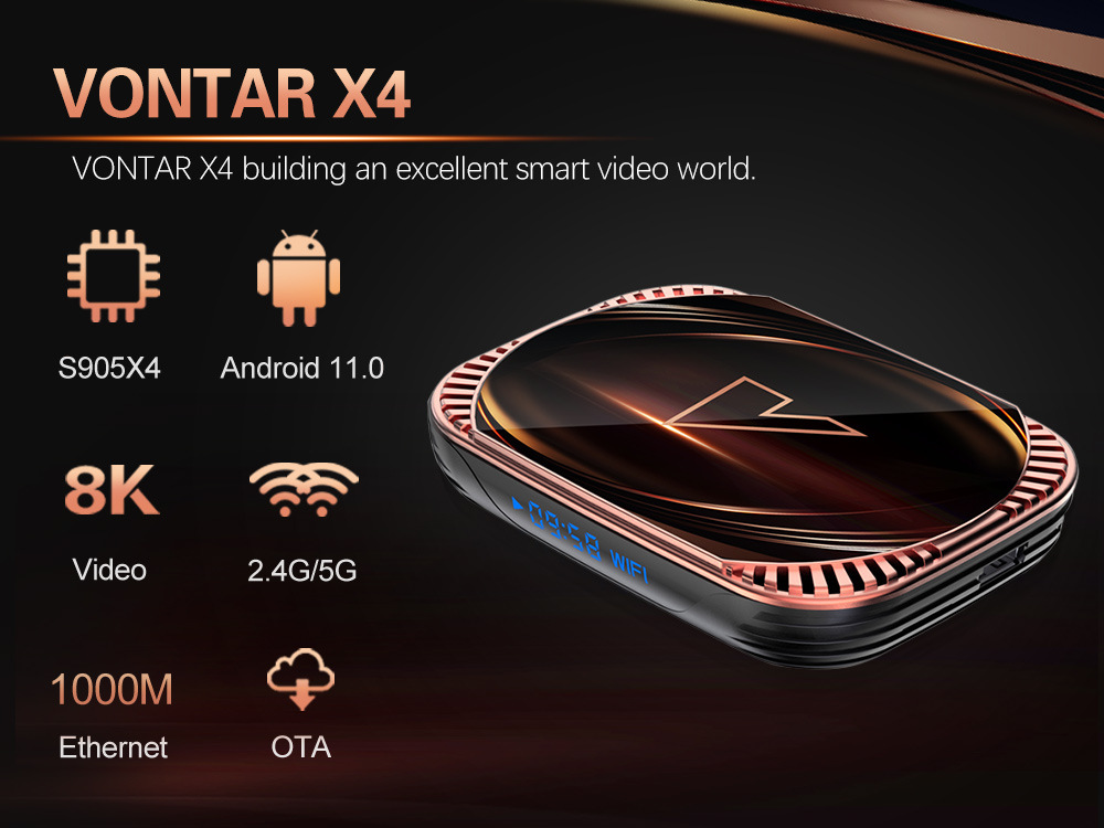 VONTAR X4 TVBox 晶晨S905X4 4+128GB 1000M 4K 电视机顶盒-阿里巴巴