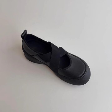 软皮版~厚底运动芭蕾舞鞋女百搭真皮交叉带圆头单鞋复古玛丽珍鞋-阿里巴巴