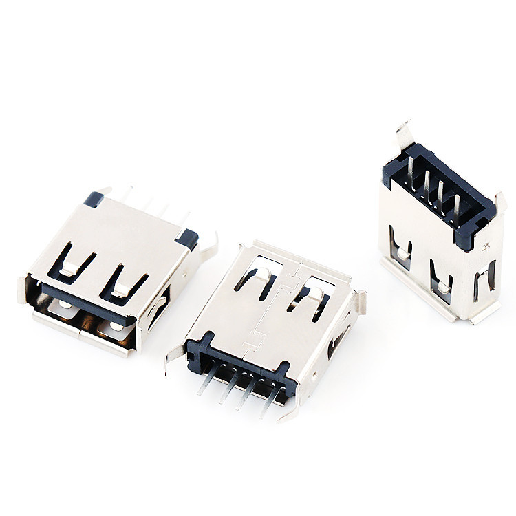 供应USB母座AF180度立式直插13.7mm黑胶弯脚卷边铜端子usb连接器-阿里巴巴