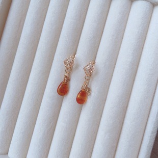 日系轻奢agete百搭镂空雕花素金耳圈秋冬新款 925银镀14K金耳环-阿里巴巴