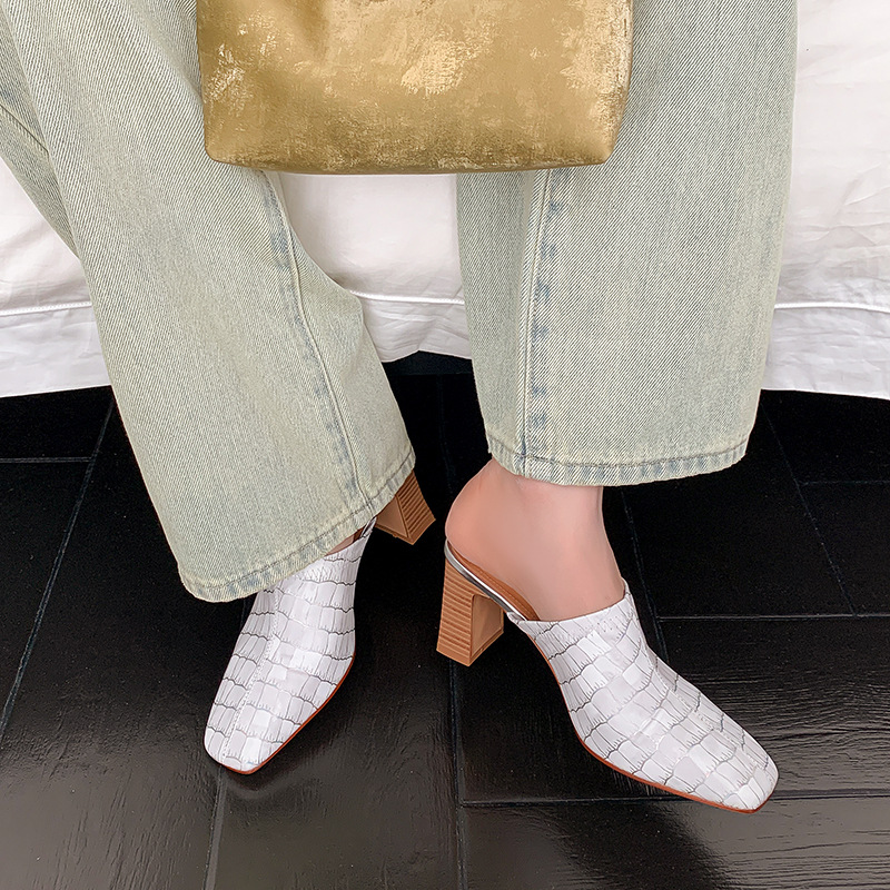 CHIKO Xaviera Square Toe Chunky Heels Clogs/Mules Shoes
