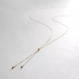 日系简约s924银镀K10金 70cm圆珠Y字水滴项链 抽拉随意调节毛衣链-阿里巴巴