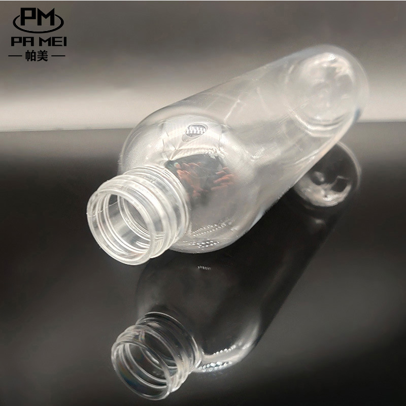 24牙230ml圆肩PET瓶PCR材料透明瓶子透光瓶无色24牙炮台盖圆柱瓶-阿里巴巴