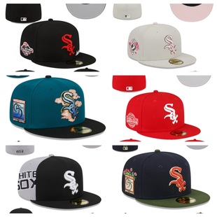 芝加哥白袜队尺寸帽 闭口帽棒球帽 防晒遮阳帽 刺绣帽子多款多色-阿里巴巴