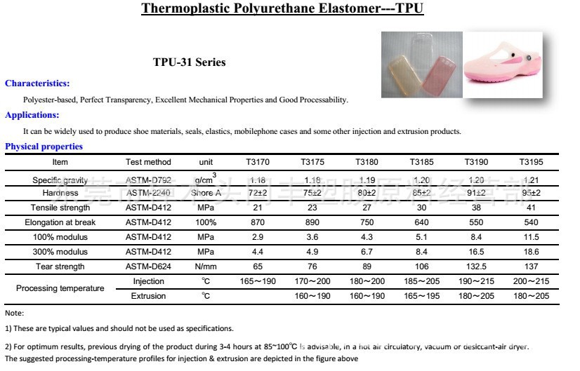 TPU 山东一诺威 T3190 透明级 硬度92A 注塑级 用于鞋材 手机外壳-阿里巴巴