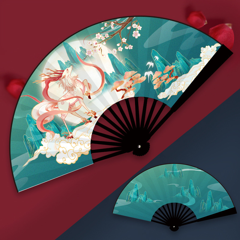Guochao Chinese ancient fairy hanfu fan Shanhaijing series illustration ...