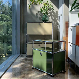 USM模块组合柜不锈钢橄榄绿床头柜北欧家用展示架餐边柜床头柜子-阿里巴巴