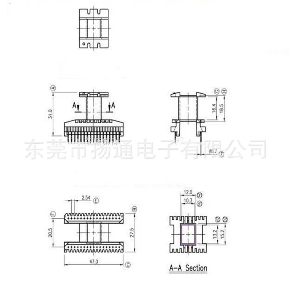 EE33变压器骨架电木骨架EI33高频骨架立式17+17针电源逆变器-阿里巴巴