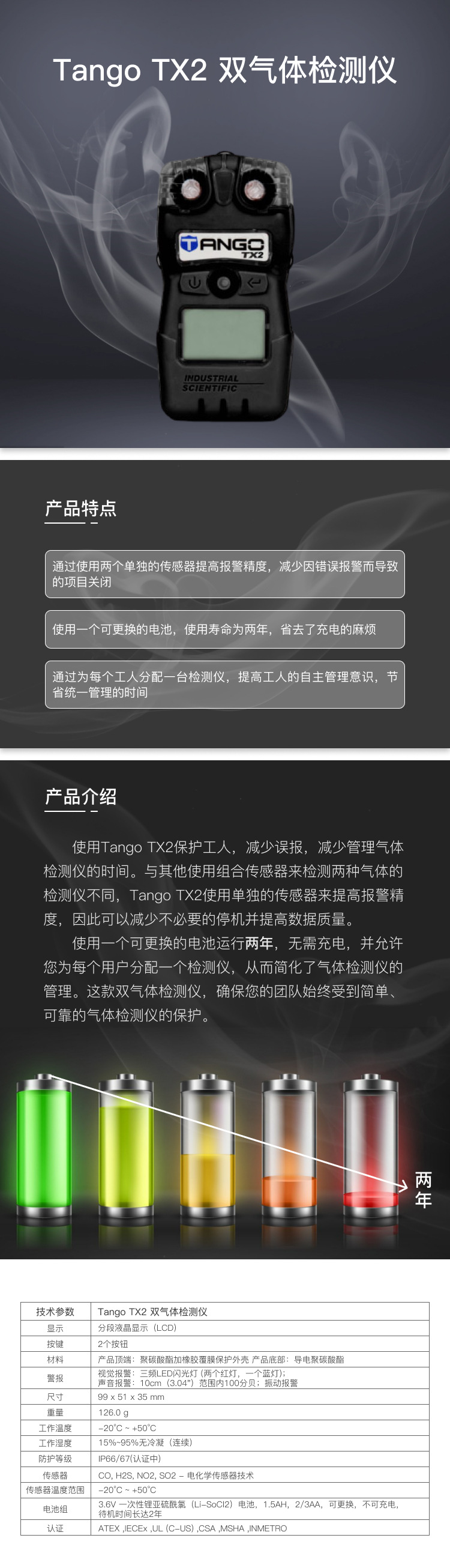 全新Tango TX2 双气体检测仪 CO, SO2-阿里巴巴
