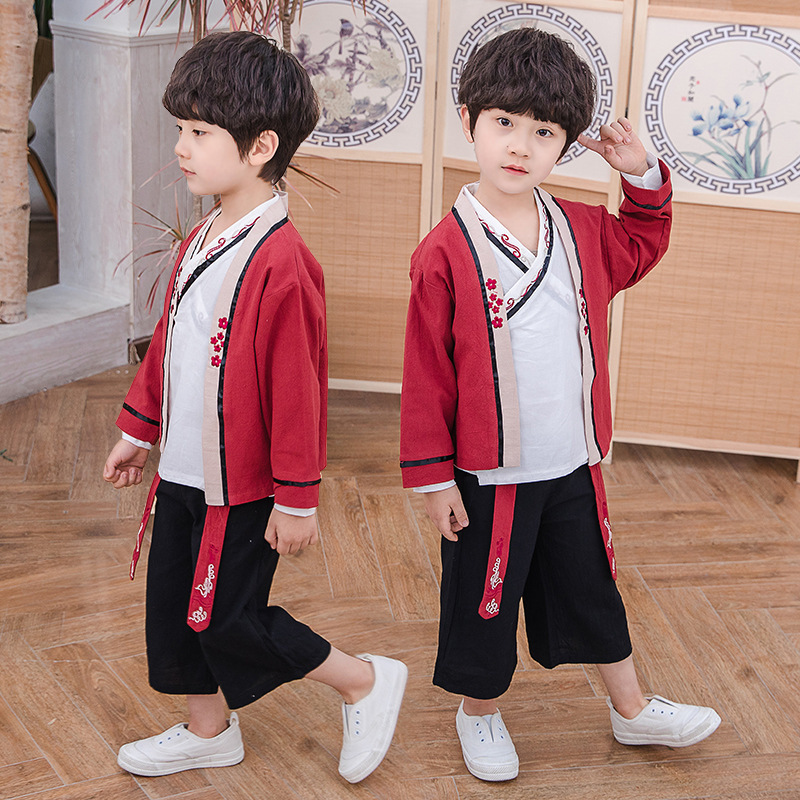 Children hanfu performance tang suit boy wide-legged pants suit ancient ...