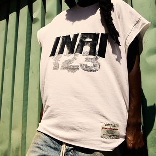 Fear of god RRR-123联名款字母印花高街fog水洗做旧男女坎肩背心-阿里巴巴