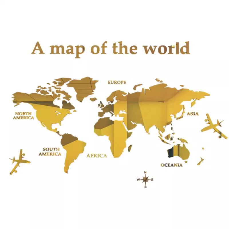 Creative World Map Background Wall Stickers Acrylic Stereo Wall ...