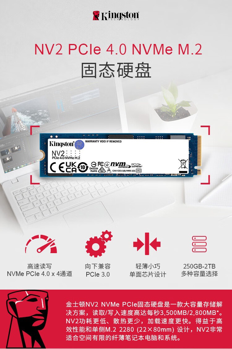 金士顿/Kingston NV2 250G 500G 1T 2T 4T NVMe M.2 SSD固态硬盘-阿里巴巴