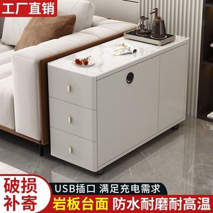 沙发边柜侧边柜客厅岩板方几轻奢侧边储物桌子简约现代角几小茶几-阿里巴巴