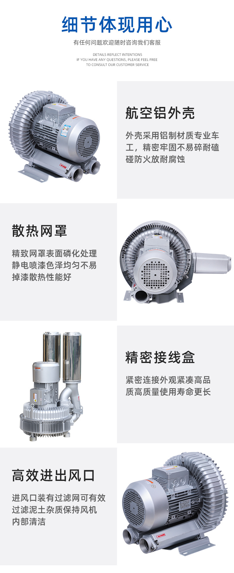 真空吸附吸盘搬运旋涡式气泵RB-81D-2铝壳环形高压鼓风机7.5KW-阿里巴巴