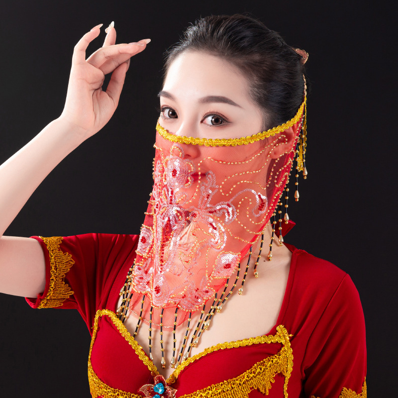 Belly dance bandage veil women Oriental dance face veil scarf Hanfu ...