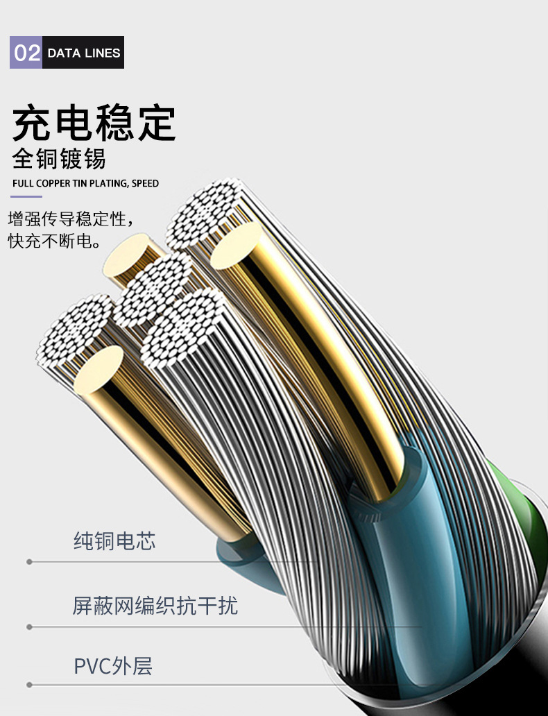 厂家供应typec线2a黑色type C充电线适用于华为快充线充电器线 阿里巴巴