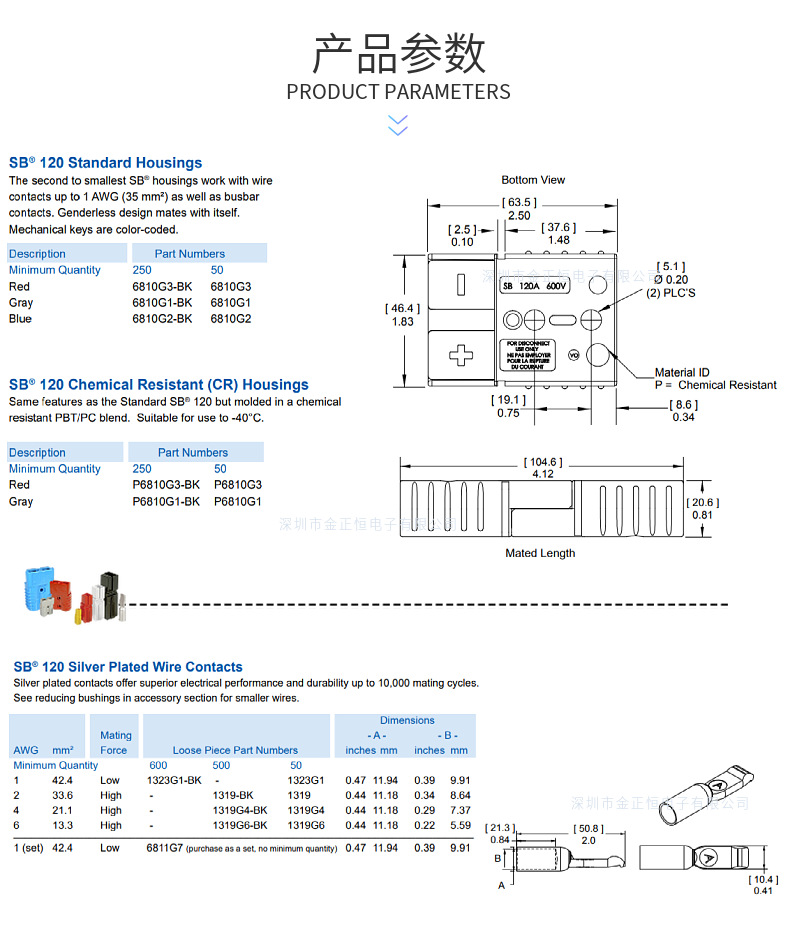 Anderson安德森SB120系列1319G4-BK端子100%原装现货-阿里巴巴