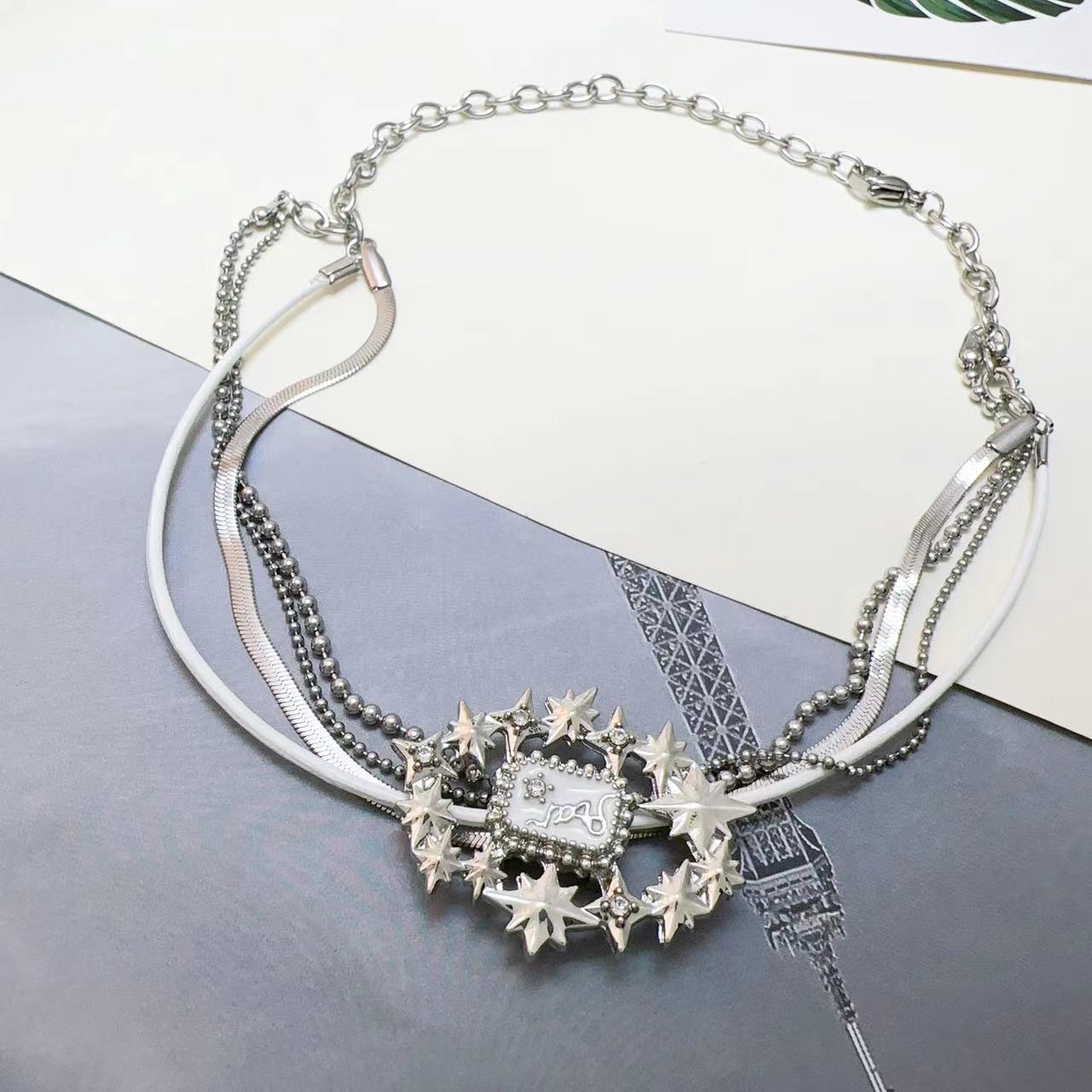 甜酷风多层星星滴油字母项链辣女妹哥特百搭颈链choker设计锁骨链-阿里巴巴