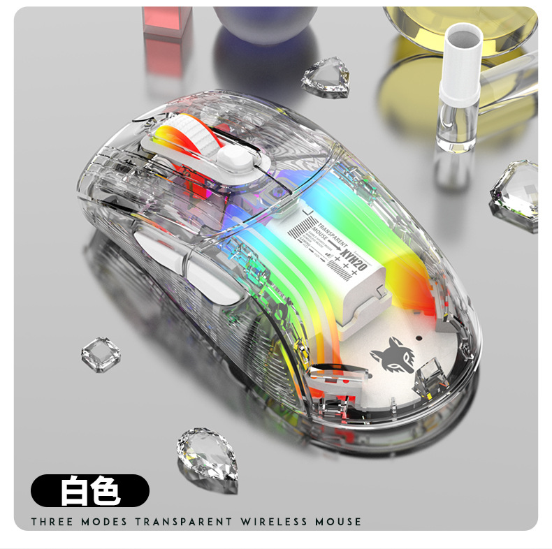 炫银狐XYH20透明蓝牙无线鼠标三模RGB机械鼠标游戏电竞静音鼠标-阿里巴巴