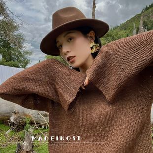 MADEINOST2023秋季复古庸懒镂空长袖针织衫显瘦薄款女装套头上衣-阿里巴巴