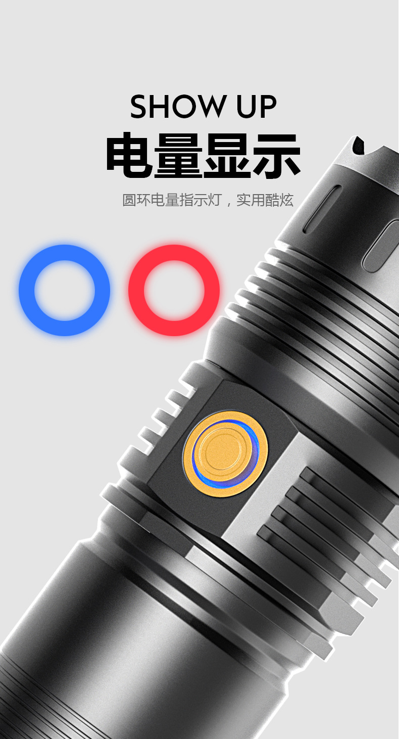 锐豹跨境白激光手电筒镭射炮超亮TYPE-C荧光灯头户外高档变焦手电-阿里巴巴