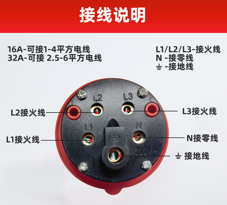 5芯63A插头 工业插头航空插座连接器三相四线不防爆插头型号035-阿里巴巴