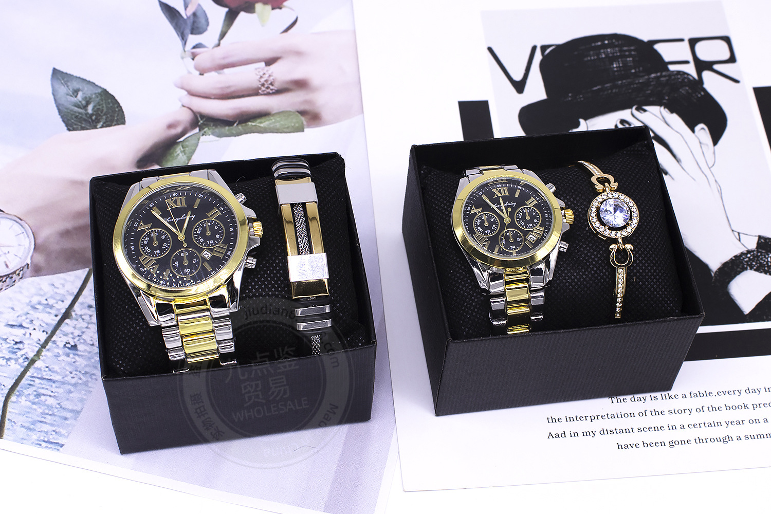 Couples wrist watch set 带盒新款时尚情侣手链手表套装礼品批发-阿里巴巴