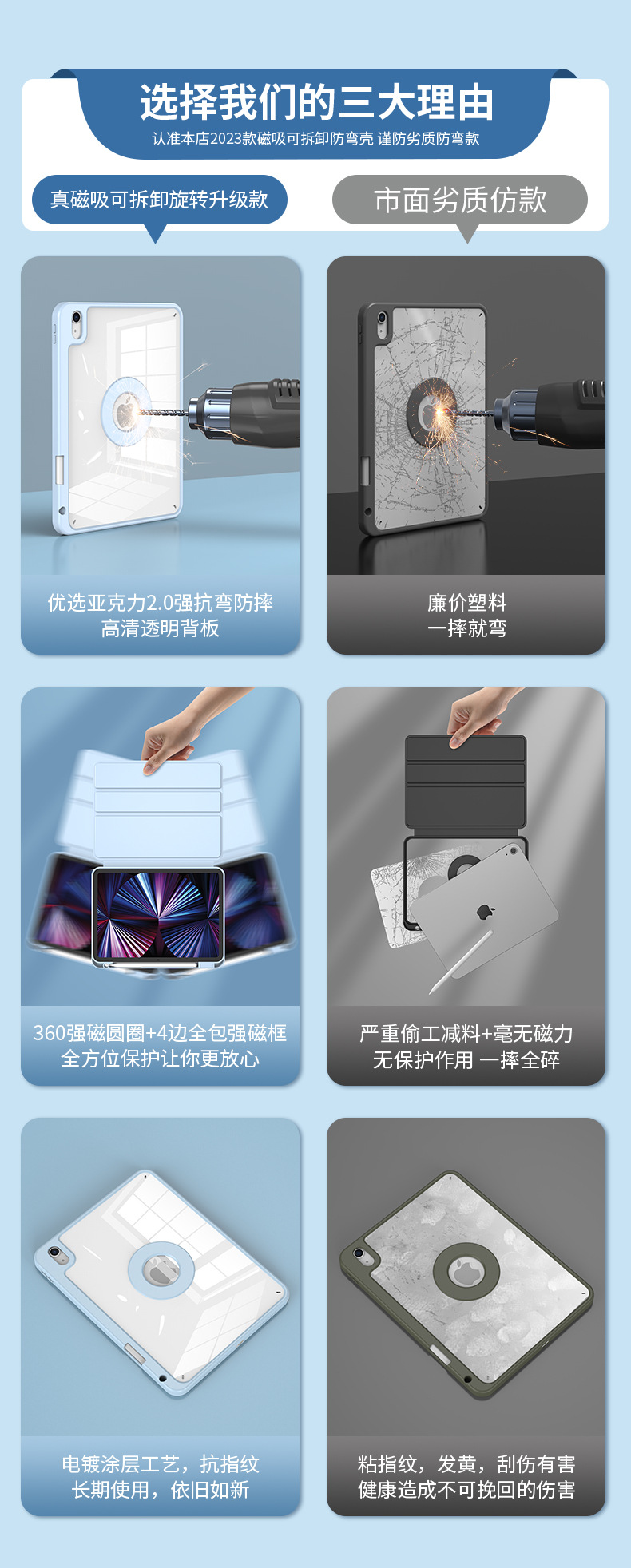 适iPad11平板壳10代保护套2024Air6磁吸分离后壳10.2旋转12.9笔槽-阿里巴巴