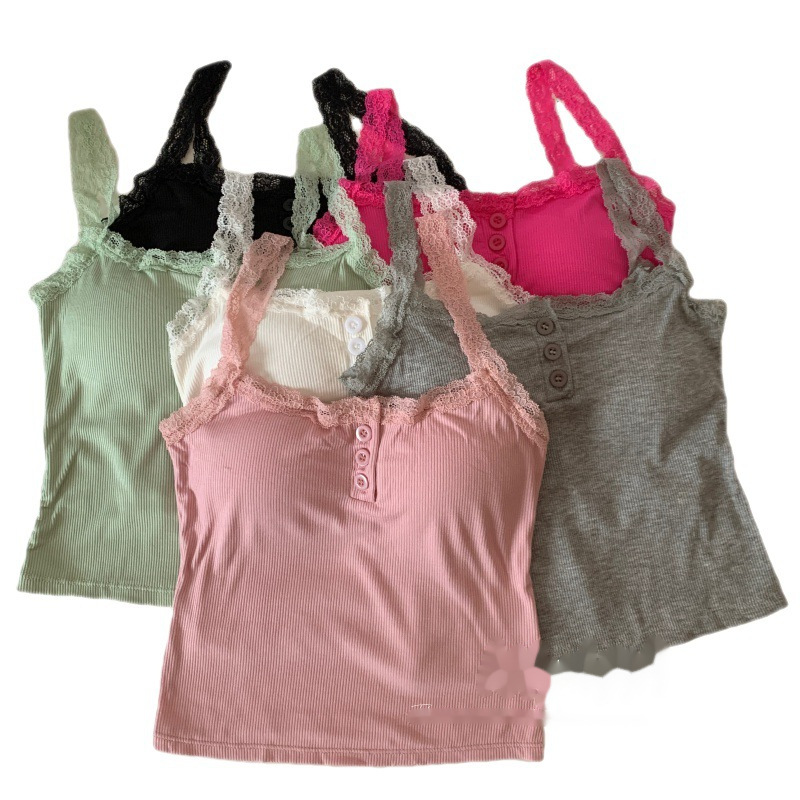 Plus size chubby girl inner lace strap summer bottoming vest with chest ...