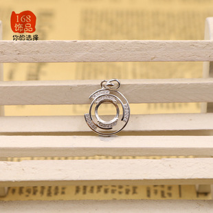 S925银吊坠托 9mm 翡翠玉石绿松蜜蜡镶嵌空托 银饰配件DIY-阿里巴巴