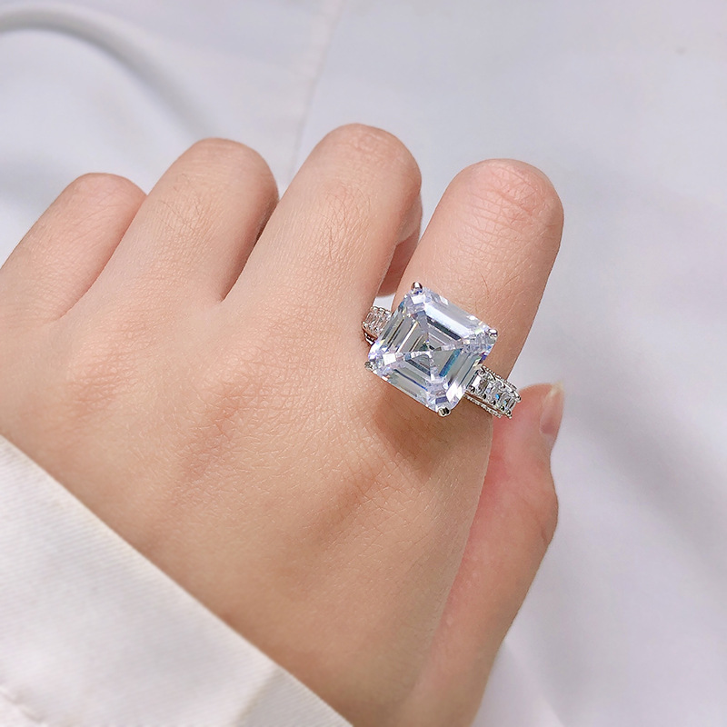 新款 wish 款外贸欧美气质宝塔12*12方形锆石S925银排钻戒指 女-阿里巴巴