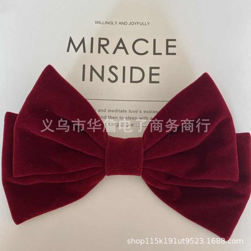 酒红黑色丝绒布植绒蝴蝶结半成品饰品配件 鞋花辅料 礼盒装饰领结-阿里巴巴