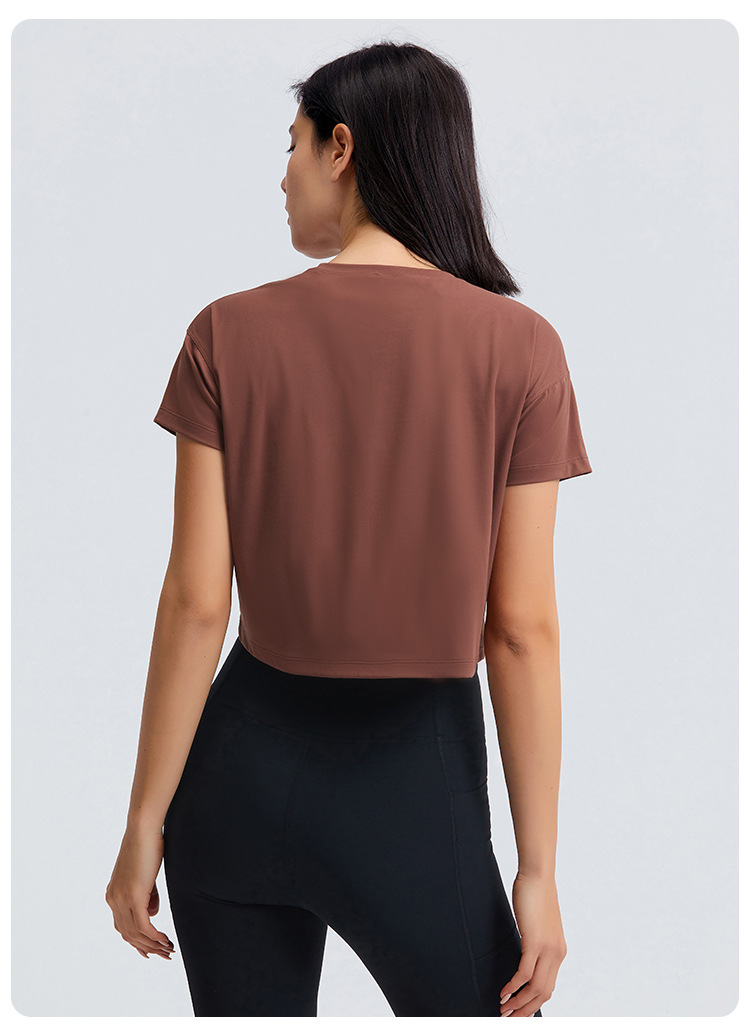 亚马逊春季新款瑜伽上衣女运动宽松透气跑步运动健身短袖DS071-阿里巴巴