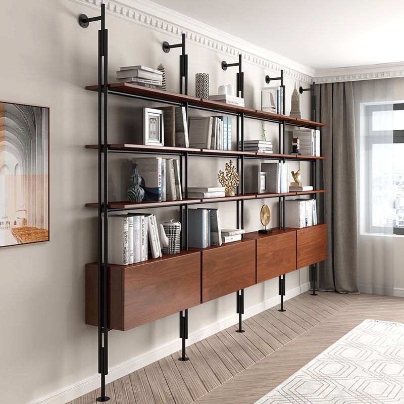 Italian Style Wrought Iron Bookshelf Floor Solid Wood Bookcase ...