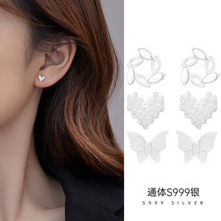 榕树下S999纯银耳钉女学生小众简约设计感2023年新款潮ins风耳饰-阿里巴巴