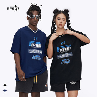 RFSD男装|巴家平替复古印花T恤2024春夏新品潮牌宽松街头短袖男-阿里巴巴