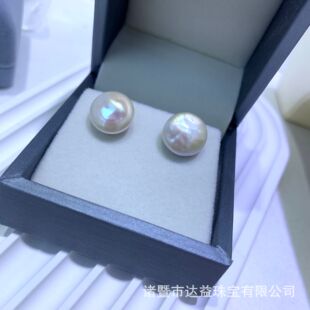 淡水珍珠12-13mm纽扣巴洛克耳钉s925-阿里巴巴