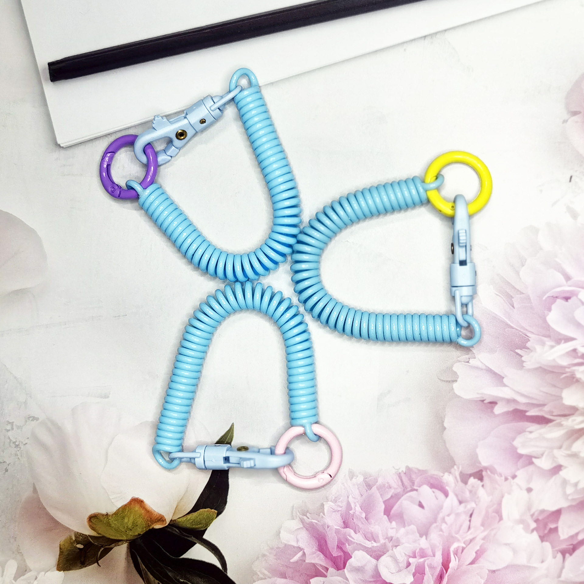 彩色塑料弹簧绳 可伸缩筹码防丢弹力钥匙扣伸缩圈TPU钥匙链塑胶弹-阿里巴巴