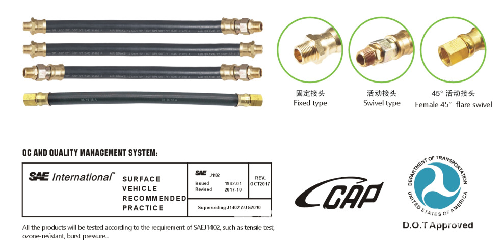 SAE J1402 3/8 红色15英尺气制动管总成 DOT认证气制动总成-阿里巴巴