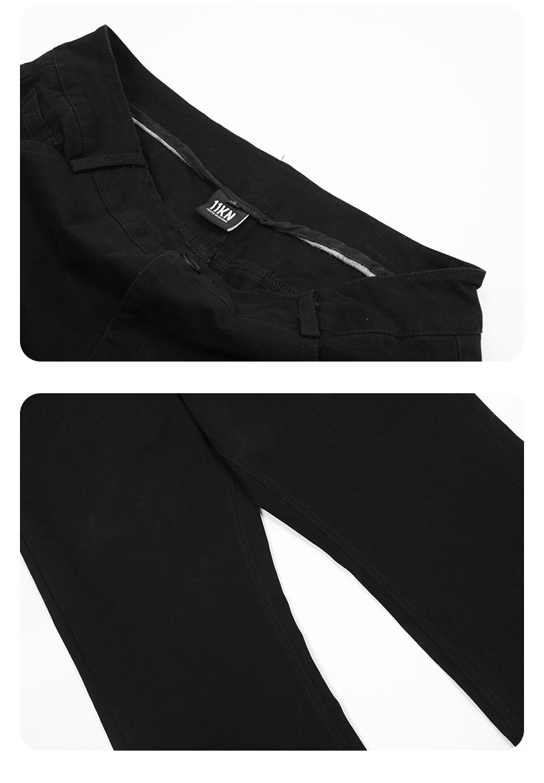 11KN美式垂坠微喇黑色休闲西裤男士基础百搭显瘦cleanfit长裤子女-阿里巴巴