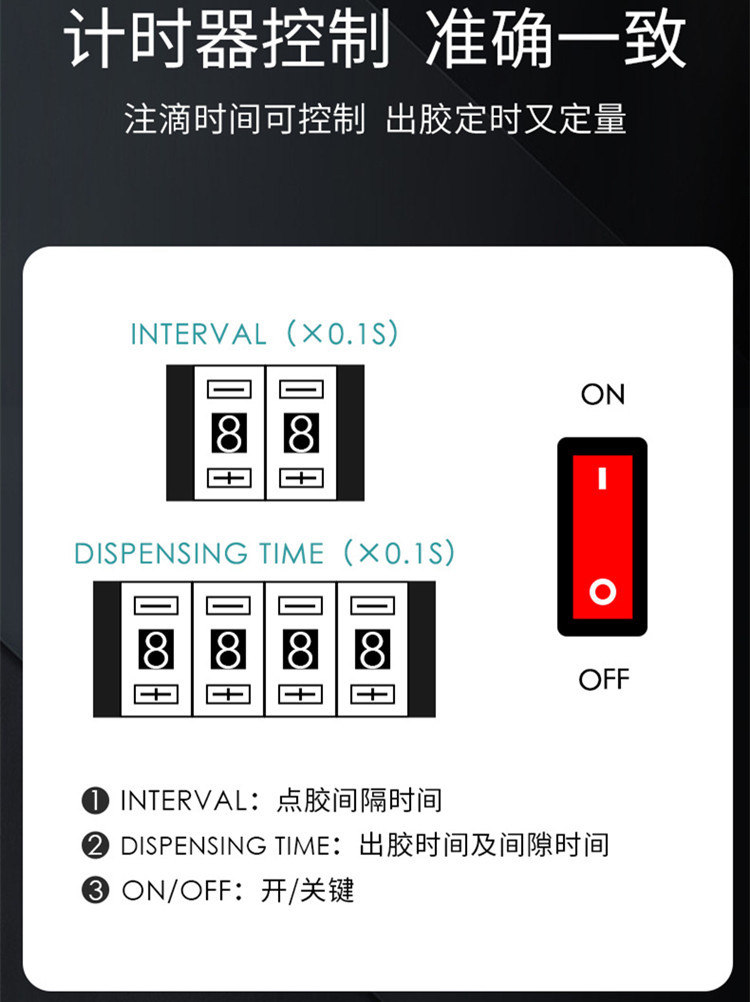 QUICK快克982B自动点胶机可调时间气压滴胶机手动脚踏适配器活塞-阿里巴巴