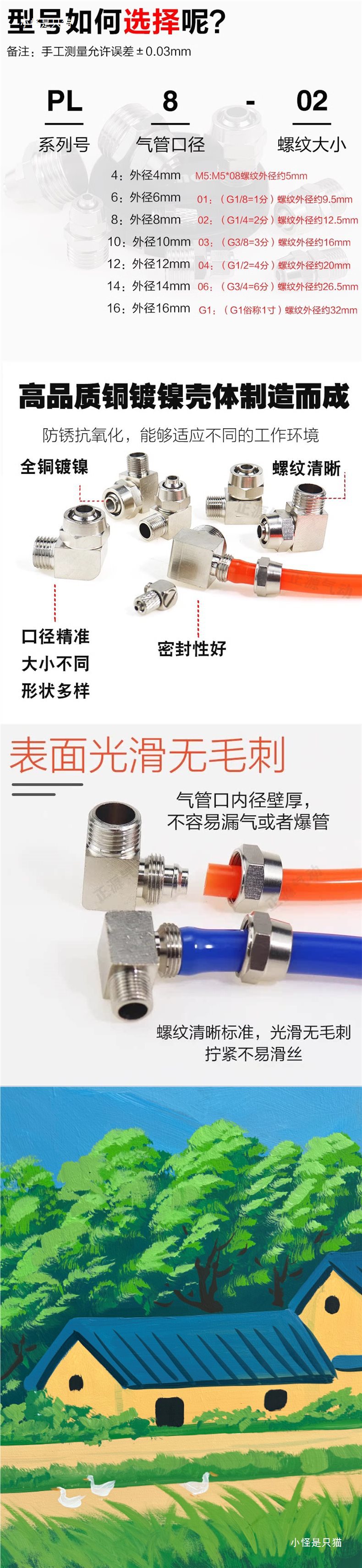 气动接头快拧PL4-M5弯头6-01直角8-02外螺纹10-03/PL12-04铜镀镍-阿里巴巴