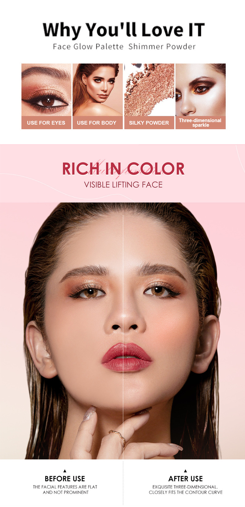 MISIOU BEAUTY跨境五色条纹珠光渐变眼影盘闪亮珠光眼影批发-阿里巴巴