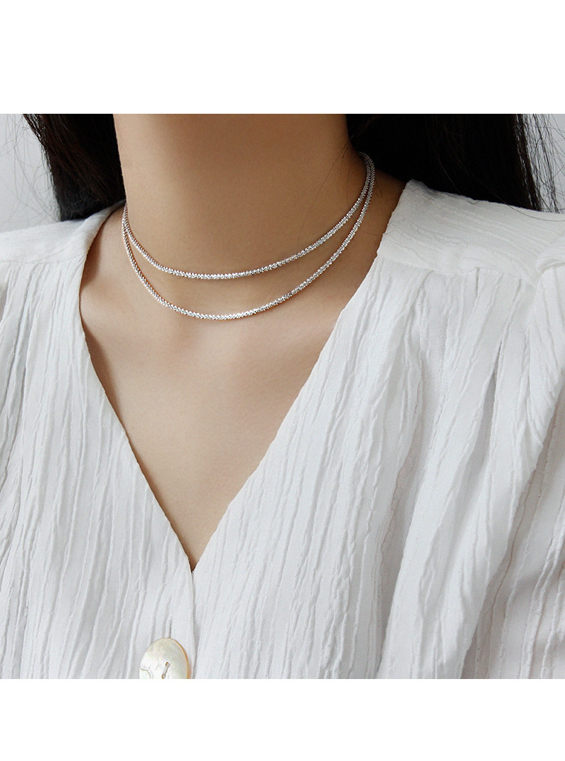 XA353韩版S925纯银项链INS满天星菜花项链锁骨颈链气质百搭银链饰-阿里巴巴