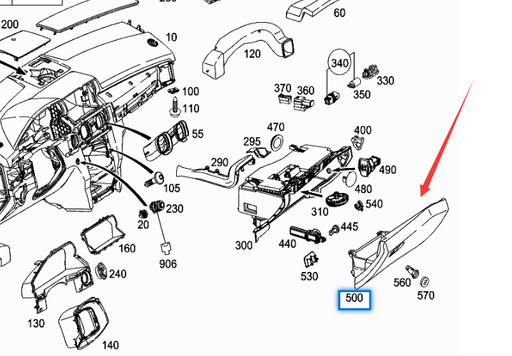 2046801198适用于奔驰GLK X204驾驶舱副驾杂物箱扣手饰盖-阿里巴巴