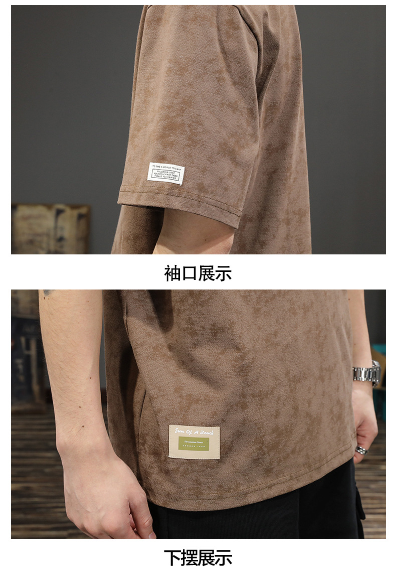 夏季潮牌240g重磅纯棉短袖T恤男宽松大码美式复古痞帅ins圆领半袖-阿里巴巴