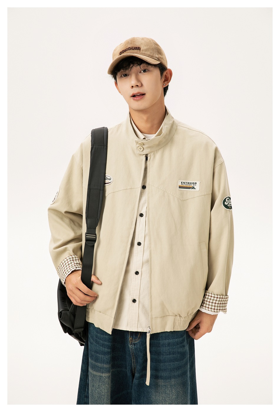 Orderliness日系复古徽章飞行夹克外套男女宽松痞帅立领上衣JK606-阿里巴巴